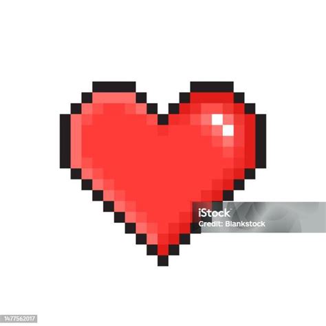 픽셀 아트 레드 하트 아이콘입니다 사랑 느낌 건강 생활 또는 발렌타인 데이 모양 피드백 픽셀 아트 메시지 벡터 건강한 생활방식에 대한 스톡 벡터 아트 및 기타 이미지