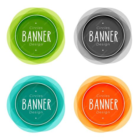 набор пустых круглых кнопок в четырех цветах Бесплатно векторы