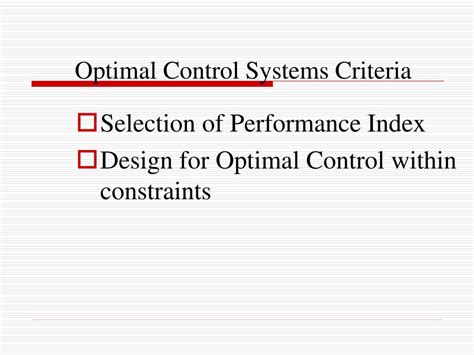 Ppt Optimal Control Theory Powerpoint Presentation Free Download Id5700978