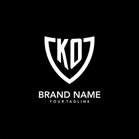Ko Monogram Initial Logo With Clean Modern Shield Icon Design 15443043 Vector Art At Vecteezy