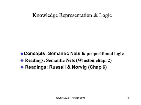 Knowledge Representation Logic U Concepts Semantic Nets