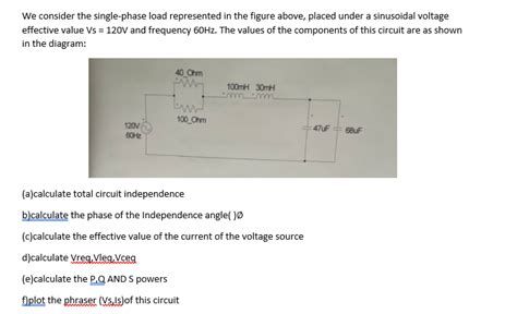 Solved We Consider The Single Phase Load Represented In The Chegg