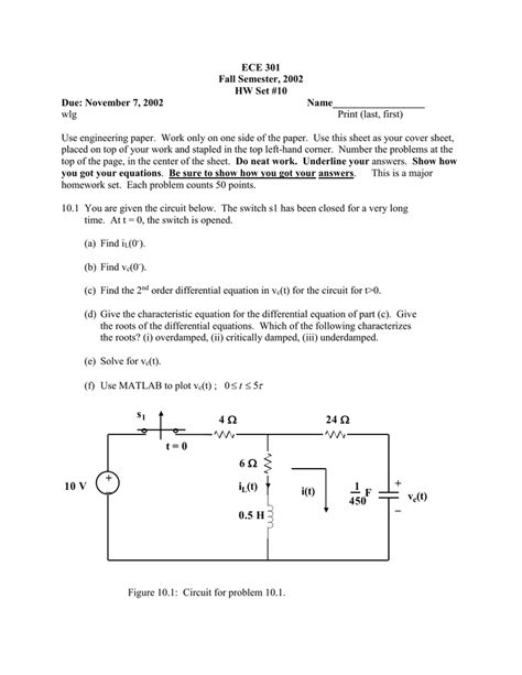ECE 301 Fall Semester 2002 HW Set 10 Due November 7 2002