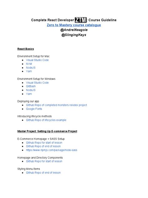 Complete React Course Course Guideline Pdf Download Free Pdf Web