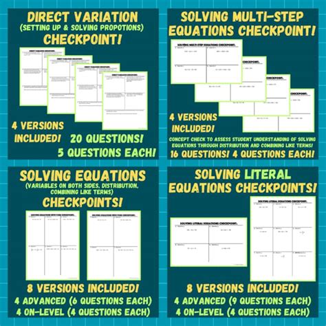 Solving Equations Guided Notes And Practice With Quizzes Unit Algebra 1
