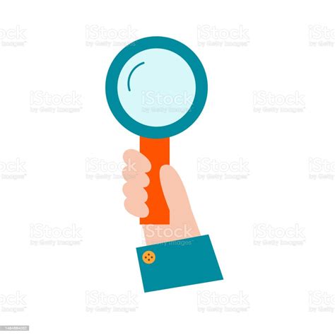 손은 돋보기를 들고 있다 사무원이 검사하거나 탐색합니다 초점과 발견 개념입니다 비즈니스 아이콘 플랫 벡터 그림입니다 개념에 대한 스톡 벡터 아트 및 기타 이미지 Istock