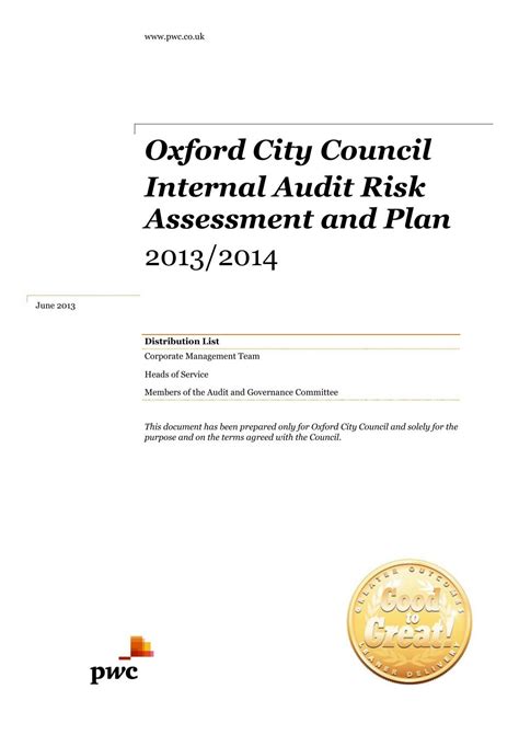 Internal Audit Plan 2013 14 Pricewaterhousecoopers PWC
