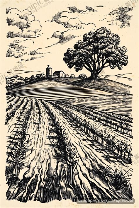 Ai创作图手绘种田 手绘农田 手绘犁田 手绘田地 手绘田 线描乡村场景 手绘田园 葡萄园版画 手绘农场景 田野手绘 线描田园 甘蔗黑白版画 农业手绘 手绘稻田 手绘田野果园 昵图网