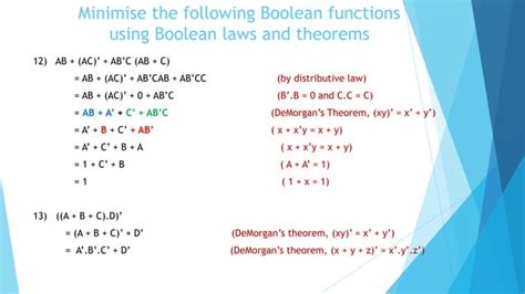 boolean algebra logic and de morgan theorem pptx physics science