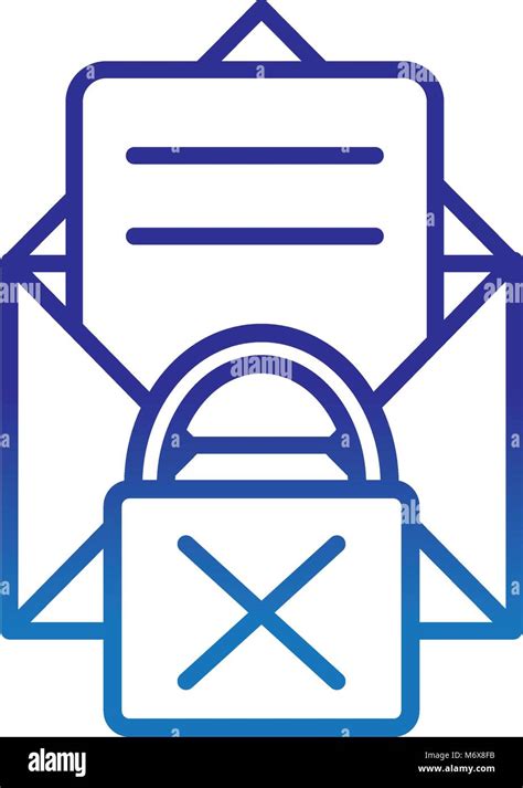 Degraded Line E Mail Letter Message With Padlock Bad Security Vector Illustration Stock Vector