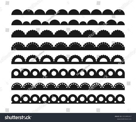 Scalloped Edge Seamless Brush Strokes Set Stock Vector Royalty Free 2212491417 Shutterstock