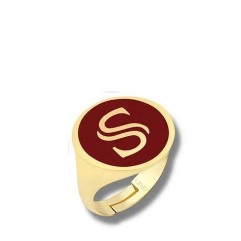 Personalized S Letter Red Enamel Signet Ring Linya Jewellery Wolf
