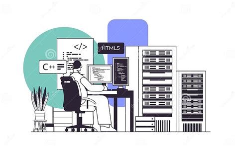 Web Developer Creating Program Code On Computer Monitor Screen Development Of Software And