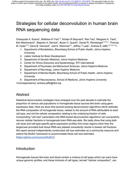 Pdf Strategies For Cellular Deconvolution In Human Brain Rna Sequencing Data