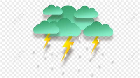 구름 비 번개 날씨 종이 절단 미술 일러스트 녹색 기후예측푸른 Png 일러스트 무료 다운로드 Lovepik