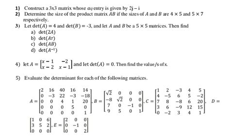 Construct A Matrix Whose Ai J Entry Is StudyX
