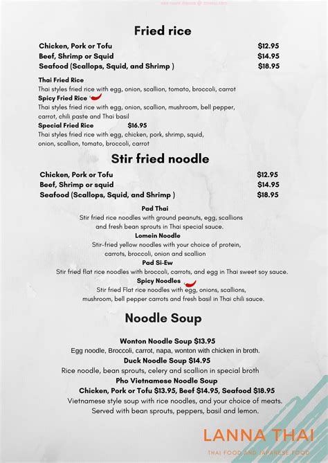 Menu At Lanna Thai Restaurant Laconia