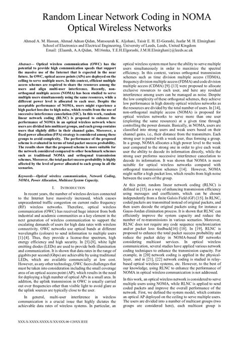 Random Linear Network Coding In Noma Optical Wireless Networks Deepai