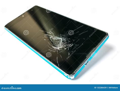 Smartphone With A Broken Screen Isolated On White Background Phone