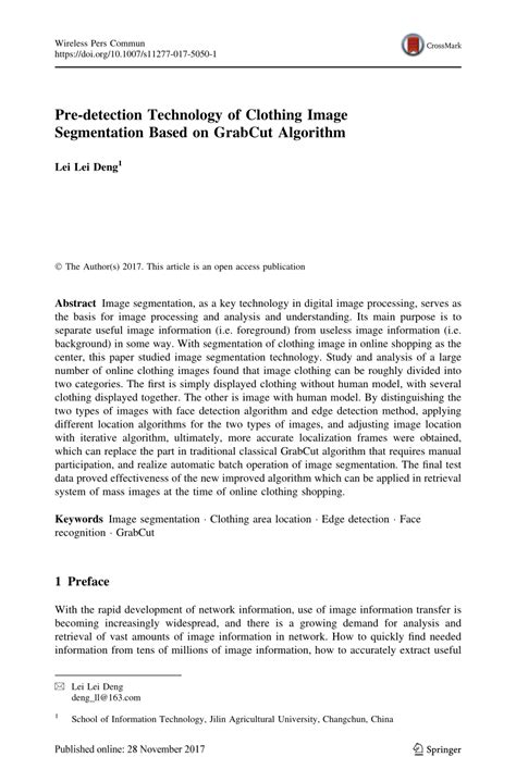 pdf pre detection technology of clothing image segmentation based on grabcut algorithm