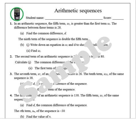 Maths Ib 121 Arithmetic Sequences A And I Sl