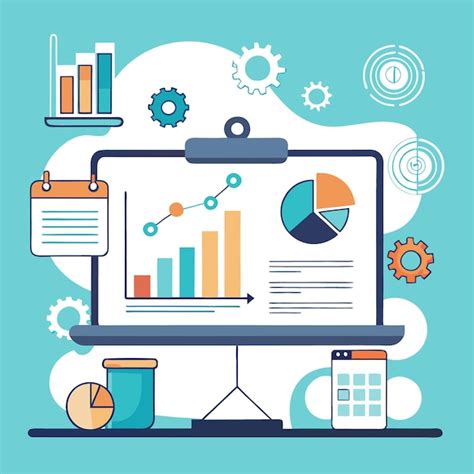 Illustration Of Data Analysis With Graphs And Charts Premium Ai Generated Vector