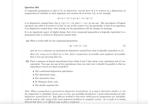 Solved Question B4 A Compound Proposition Is Said To Be In