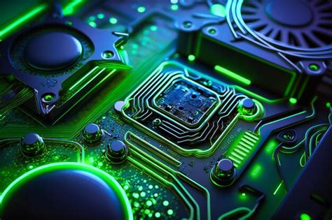 Premium Photo Vibrant Blue And Green Hues Illuminate Abstract Futuristic Electronic Circuit