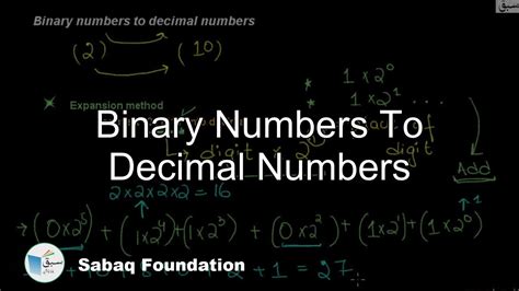 Binary Numbers To Decimal Numbers Computer Science Lecture Sabaqpk