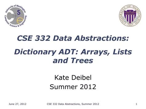 Ppt Cse 332 Data Abstractions Dictionary Adt Arrays Lists And