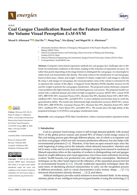 Pdf Coal Gangue Classification Based On The Feature Extraction Of The Volume Visual Perception