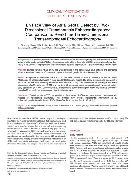 Pdf En Face View Of Atrial Septal Defect By Two Dimensional Transthoracic Echocardiography