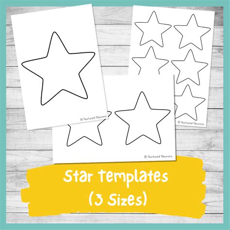 Printable Star Templates 3 Different Sizes Pdf Nurtured Neurons