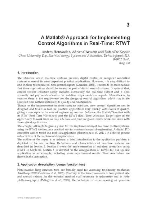Pdf A Matlab® Approach For Implementing Control Algorithms In Real