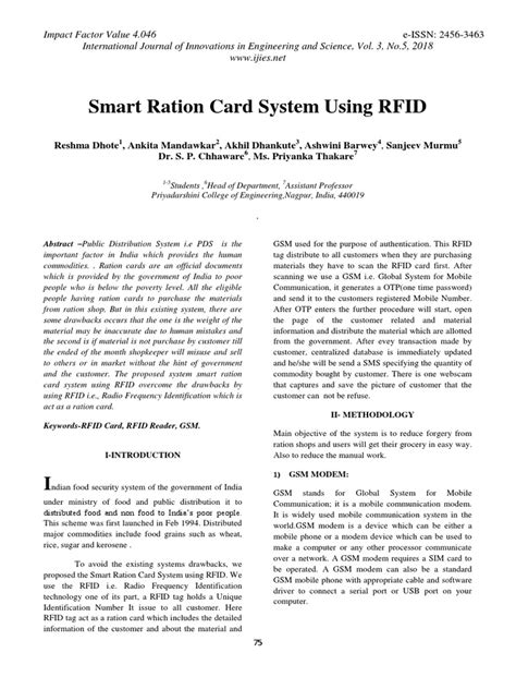 smart ration card system using rfid pdf radio frequency