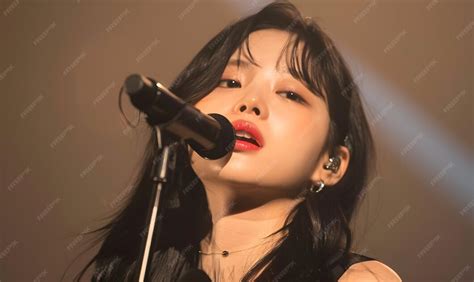 Closeup Of Cute Kpop Female Idol Singing On Stage Premium Ai