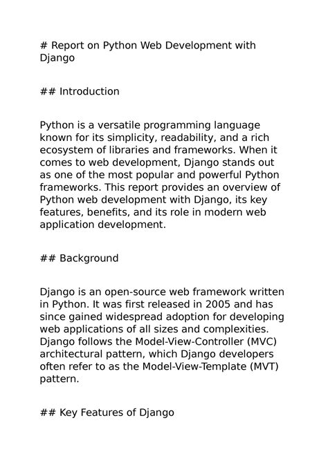 Report On Python Web Development With Django Report On Python Web Development With Django