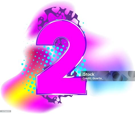 Abstract Number 2 Two Decorative Art Brush Lettering Stock Illustration