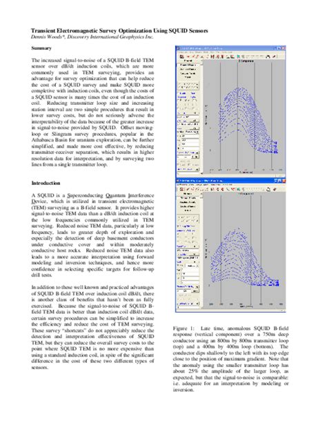 Pdf Transient Electromagnetic Survey Optimization Using Squid Sensors