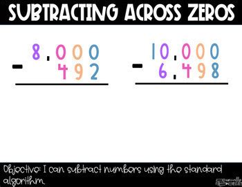 Fourth Grade Subtraction Digital Slides Subtracting Across Zeros