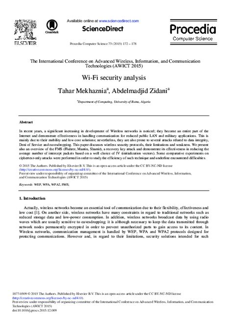 Pdf Wi Fi Security Analysis