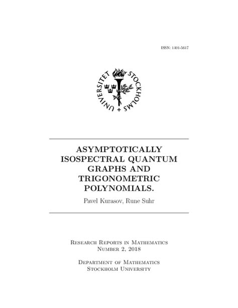 Pdf Asymptotically Isospectral Quantum Graphs And Generalised Trigonometric Polynomials