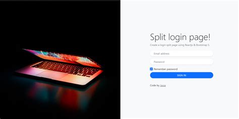 reactjs bootstrap 5 split login responsive page therichpost