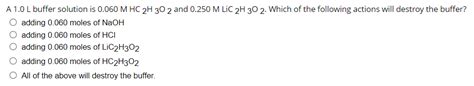 Solved A L Buffer Solution Is M HC H And Chegg
