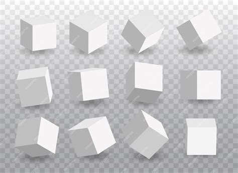 Premium Vector Set Of White Vector 3d Cubes Cube Icons In A Perspective