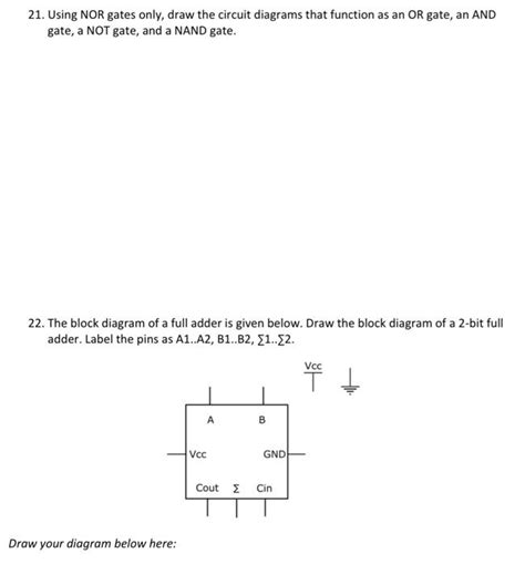 solved 21 using nor gates only draw the circuit diagrams