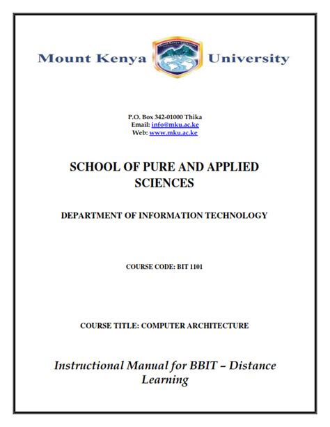 Bit 1101 Computer Architecture Notes Mount Kenya University Elimu Cloud Notes Exams