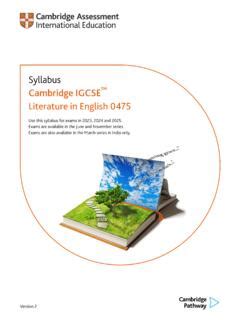 Syllabus Cambridge IGCSE Literature In English 0475 Syllabus Cambridge Igcse Literature In