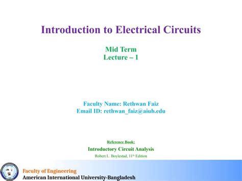 Iecmid Lecture 1pptxintroduction To Electrical Circuitslide 01 Ppt