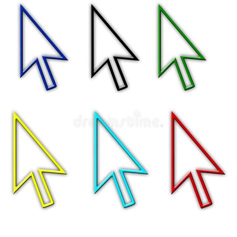Set Of Neon Mouse Cursor Click Icons In Four Different Colours Isolated On Black Background Web